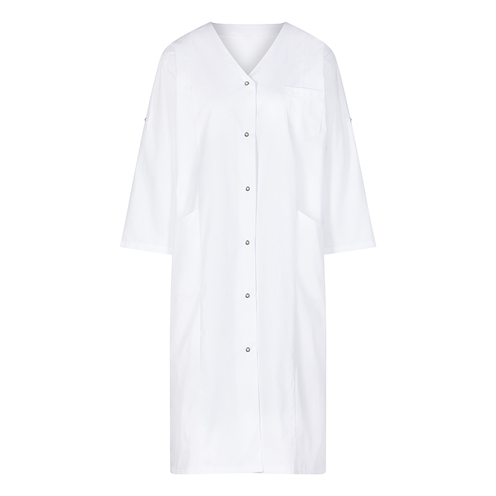 Damen Laborkittel V-Ausschnitt weiß 3/4-Arm krempelbar