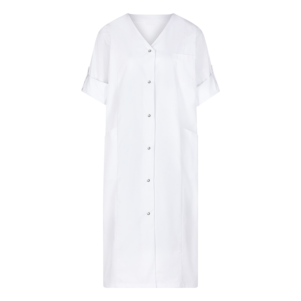 Damen Laborkittel V-Ausschnitt weiß 3/4-Arm krempelbar